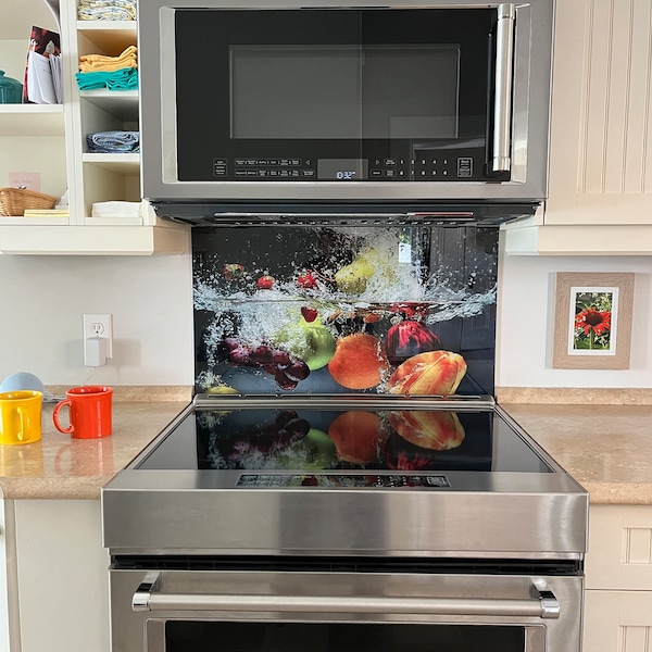 Tempered Glass Stove Backsplash, Kitchen Backsplash Tile, Chopping ...