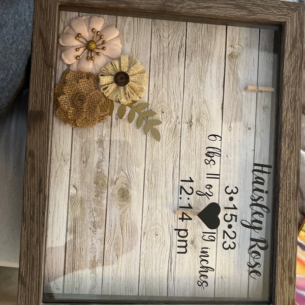 Baby Shadowbox, Birth Stats Shadowbox, Newborn Gift, Gift for New Baby ...