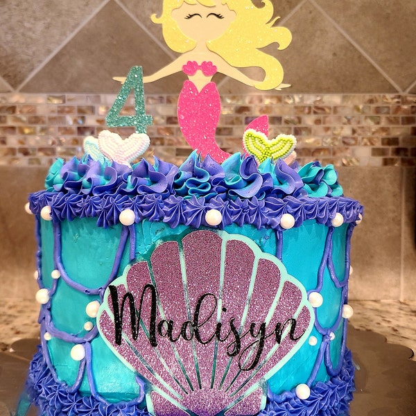 Custom Mermaid Cake Topper With Shell - Etsy