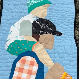 Sleepy Bear Baby Quilt, Sleepy Bear FPP Pattern, PJ Bear, Sleeping Cap ...