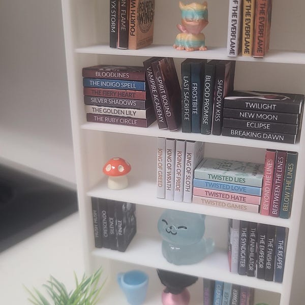 Wood Miniature Bookshelf With Mini Books of Your Choosing, Laser ...