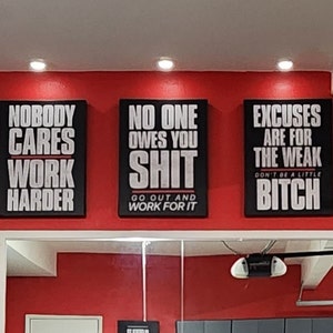 Home Gym Poster Set of 3 Fitness Training Wall Art Nobody - Etsy