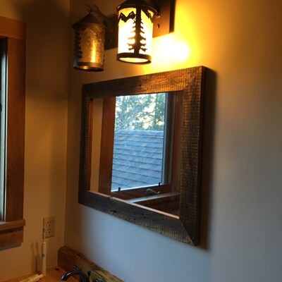 Rustic Barn Wood Framed Mirror Reclaimed Barn Wood Mirror Custom Sizes ...