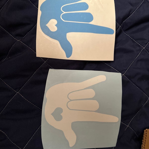 American Sign Language Vinyl Decal, Sign Language Hand I Love You With ...
