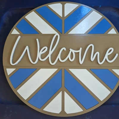 Chevron Geometric Welcome Sign, Digital Download, Round Door Hanger Svg ...