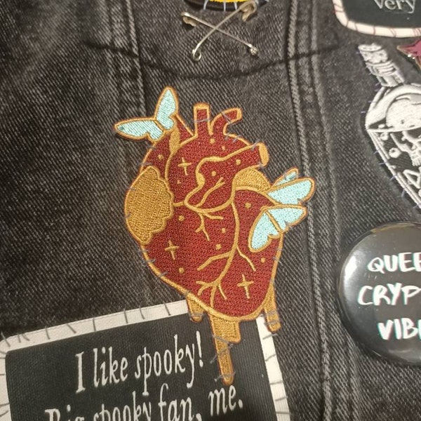 Heart Iron on Patch - Red, Gold, Blue Green - DIY, Embroidered ...