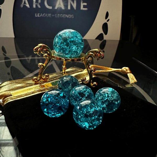 Handmade Hextech Crystal Orb With Base: League of Legends Arcane Jinx ...