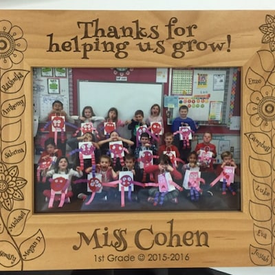 Personalized Teacher Picture Frame, Engraved Thank You Photo Wood Gift ...