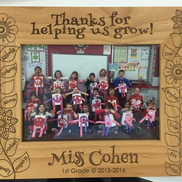Personalized Teacher Picture Frame, Engraved Thank You Photo Wood Gift ...