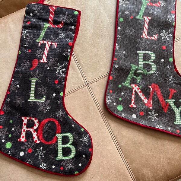 Personalized Christmas Stocking - Festive Name Stocking - 2 Color ...
