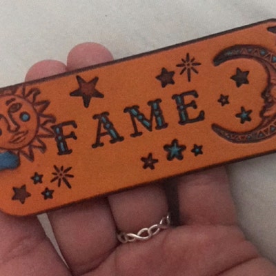 Custom Celestial Leather Tag Sun Moon and Stars - Etsy