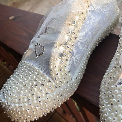 Wedding Shoes for Bride White Color Diamond and Pearl Plated Original ...