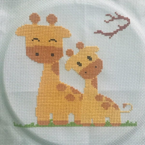 Giraffe Mom and Baby PDF Cross Stitch Pattern Needlecraft - Instant ...