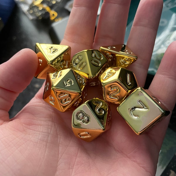 Gold Chrome Dnd Dice Set for Dungeons and Dragons | D20 TT RPG ...