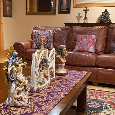 Home Altar Catholic Liturgical Runner Gold White Metallic Gold 2 Sizes ...