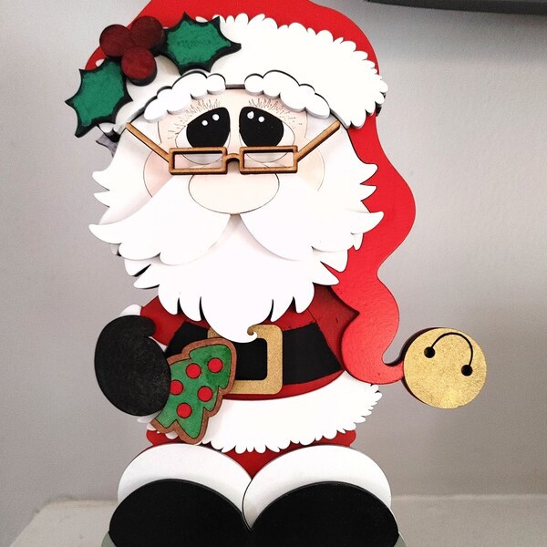 Standing Christmas Santa SVG Laser File Cutfile Glowforge Santa Shelf ...