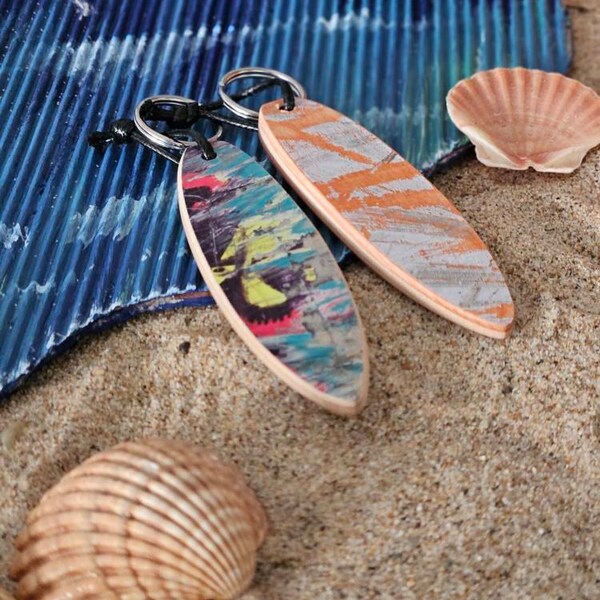 Custom Surfboard Keychain From Recycled Skateboards - Personalized Gift ...