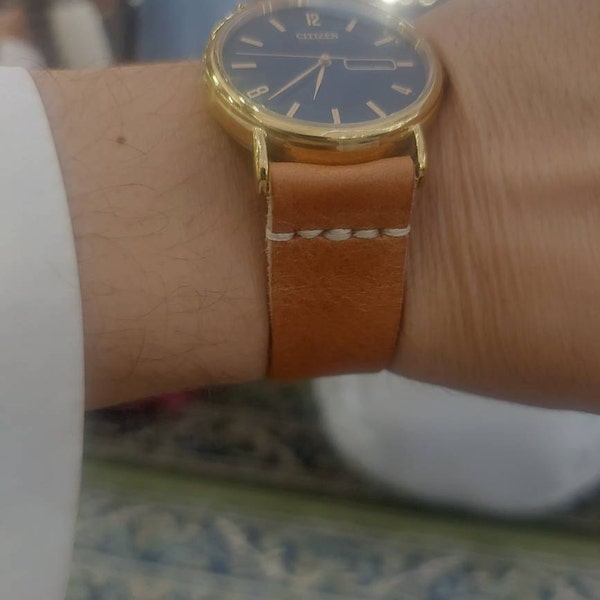 Leather Watch Strap, Bund Strap, Distressed Leather Cuff Watch Band for ...