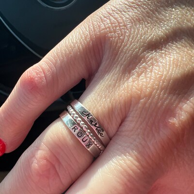 Class Ring Set, Sterling Silver Modern Class Rings, Personalized ...