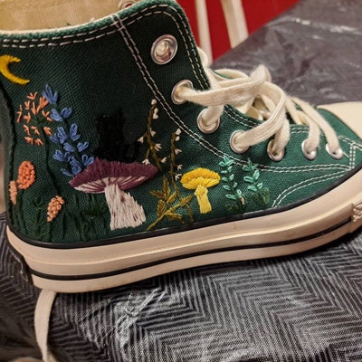 Converse Halloween Custom, Embroidered Ghost Mushroom Converse ...