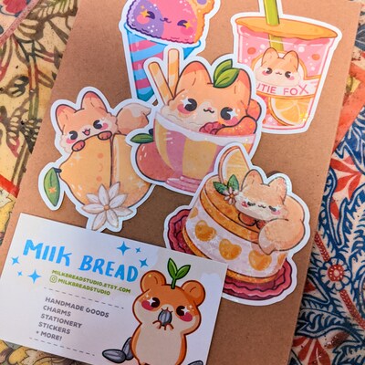 Citrus Fox Sticker, Lemon Sticker, Fox Sticker, Orange Sticker, Dessert ...