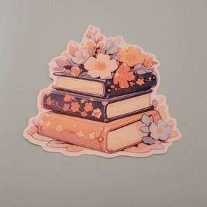 Stack of Books Sticker, Pastel Colors, Kindle Sticker, Autumn Stickers ...