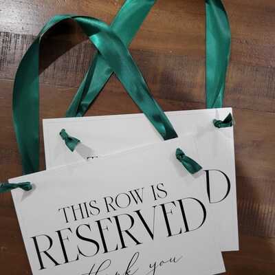 2 Reserved Signs for Wedding Chairs or Church Pews this Row is Reserved ...