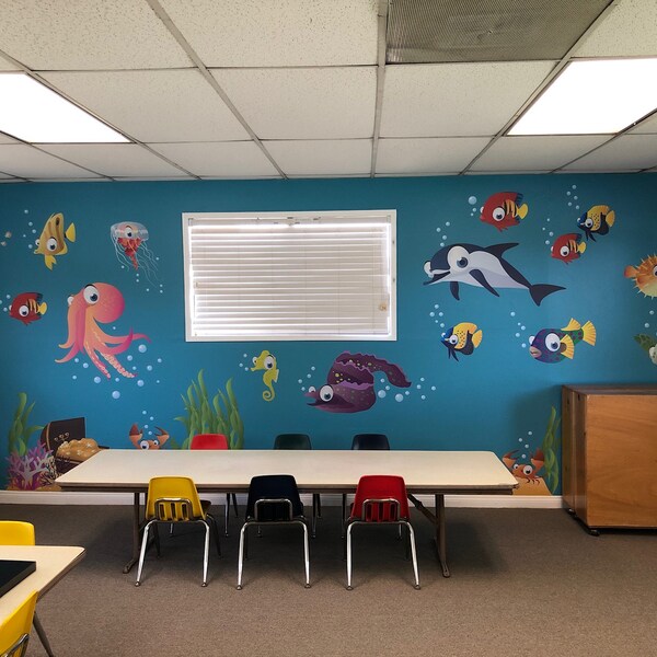 Large Ocean Wall Decals, Deep Sea Treasure Fabric Wall Decal Set, Ocean ...