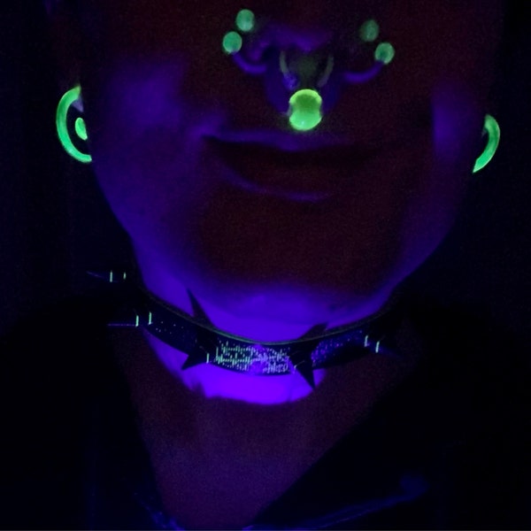 Antithesis Black Rubber Spike Choker (UV Reactive, Necklace, Artwear ...