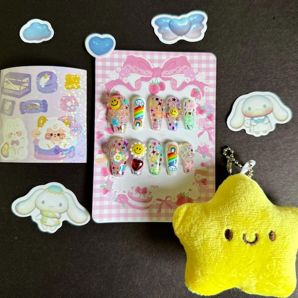 Capyorange Press On, Cute 3D Painted Nails, Cute Capybara Nails, Orange ...