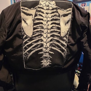 Ribcage Back Patch, Ribcage, Skeleton Patch, Bones Patch, Cloth Patch, Spine, Back Patch, Canvas ...