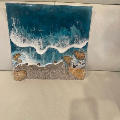 Resin Beach Painting, Ocean Epoxy Art, Resin Art Wall Art, Epoxy Resin ...