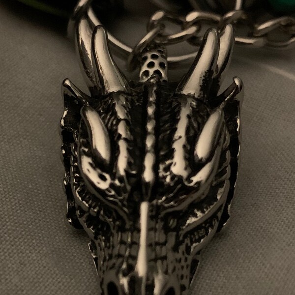 Dragon Head Keyring, Dragon Scales, Gothic Bagcharm - Etsy