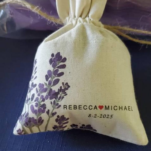 Personalized Lavender Sachet Favor | Custom Name Wedding, Engagement ...
