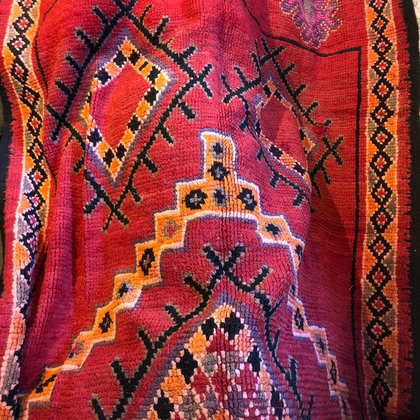 Fine Moroccan Green Rug, Colorful Boujaad Rug, Handmade Rug, All Wool ...