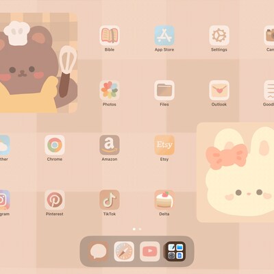 Cute Neutral Hand Drawn Ios & Android App Icons Home Screen Set Widgets ...