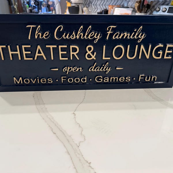 Theater Lounge Sign Custom Movie Theater Sign Personalized Home Theater ...