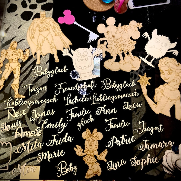 Laser Cut Wood Names Custom Laser Cut Name Signs Wedding Place Cards ...