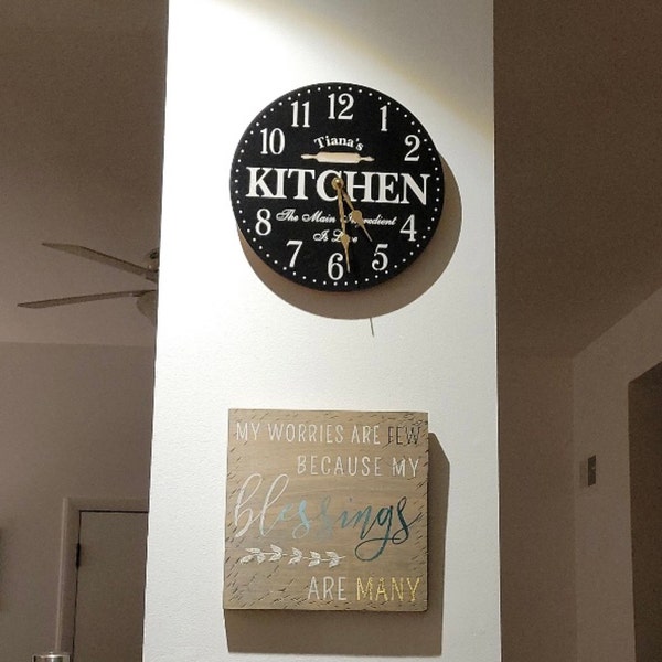 Personalized Kitchen Wall Clock- Black Kitchen Clock - Etsy