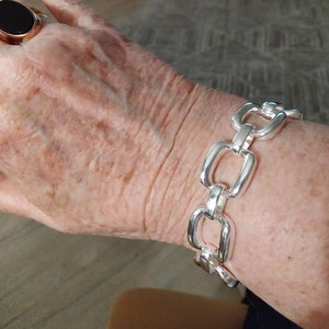 Chunky 925 Sterling Silver Chain Link Bracelet, Geometric Thick Chain ...