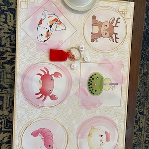 Cute VINYL Lunar Nuwu Year Bau Cua Klah Klok Hoo Hey How Chinese ...