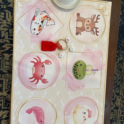 Cute VINYL Lunar Nuwu Year Bau Cua Klah Klok Hoo Hey How Chinese ...