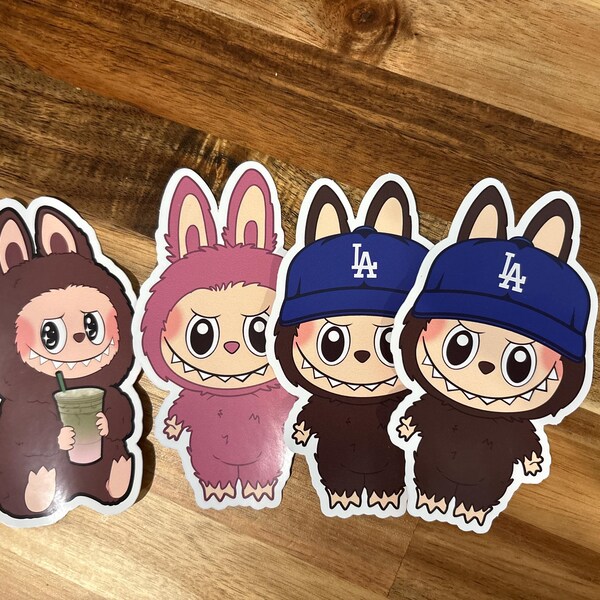 4 Inch. Strawberry Matcha Labubu Sticker , Little Monsters Stickers ...