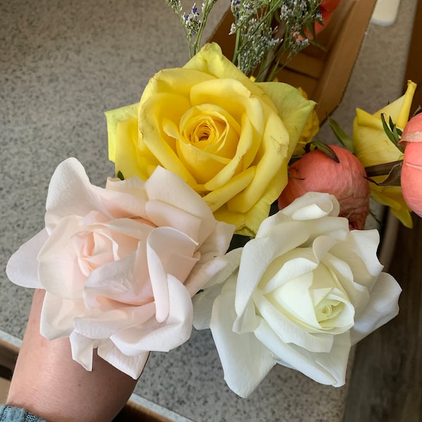 5 Stems Real Touch Rose Bouquet - Artificial Flower - Multi-color - Etsy