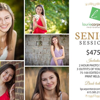 Senior Mini Session Template Senior Photo Session 7x5 Senior Portrait ...