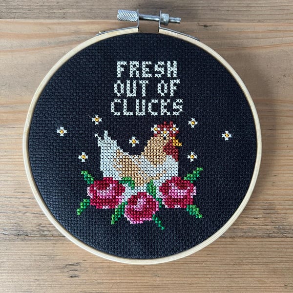 Rude Chicken in Flowers Snarky Cross Stitch Pattern PDF Floral Chicken ...