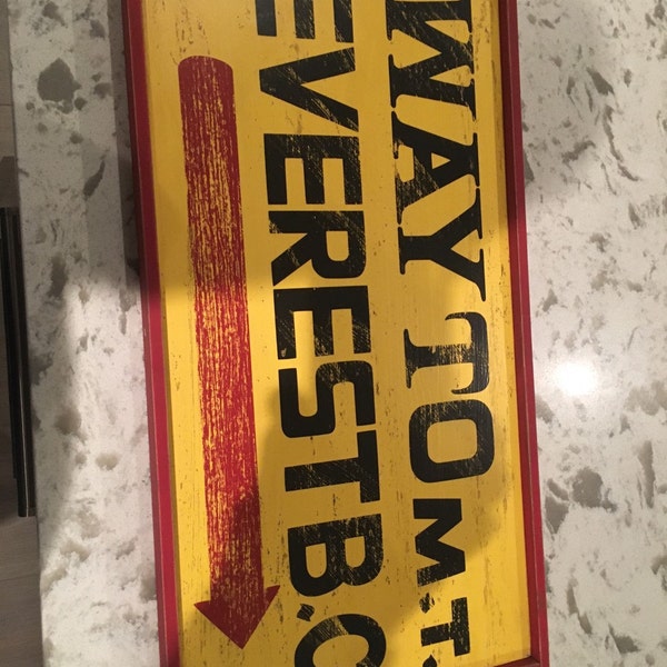 Vintage Wooden Sign ' Way to Mount Everest Base Camp ' Artist's ...