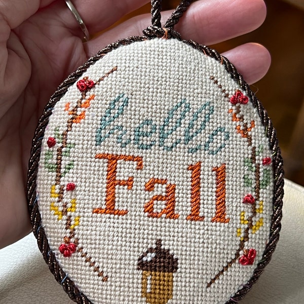 Hand Painted Hello Fall Needlepoint Canvas by Mypinksugarlife - Etsy