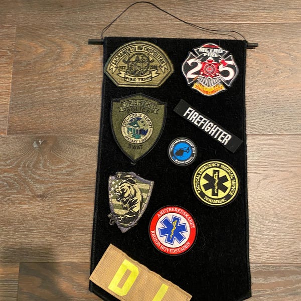 Patch Display, Hook and Loop Patch Holder, 10”x20” Patch and Enamel Pin ...