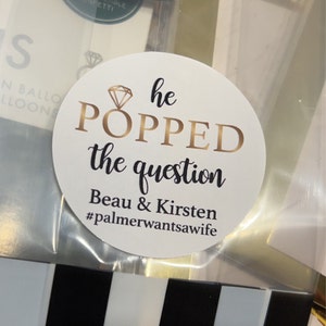 Personalized He Popped the Question Stickers He Popped the - Etsy
